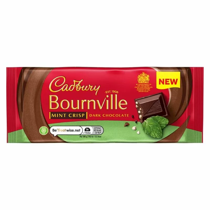 Cadbury Bournville Dark Chocolate Mint Crisp 18x100g Morgan Williams International Inc